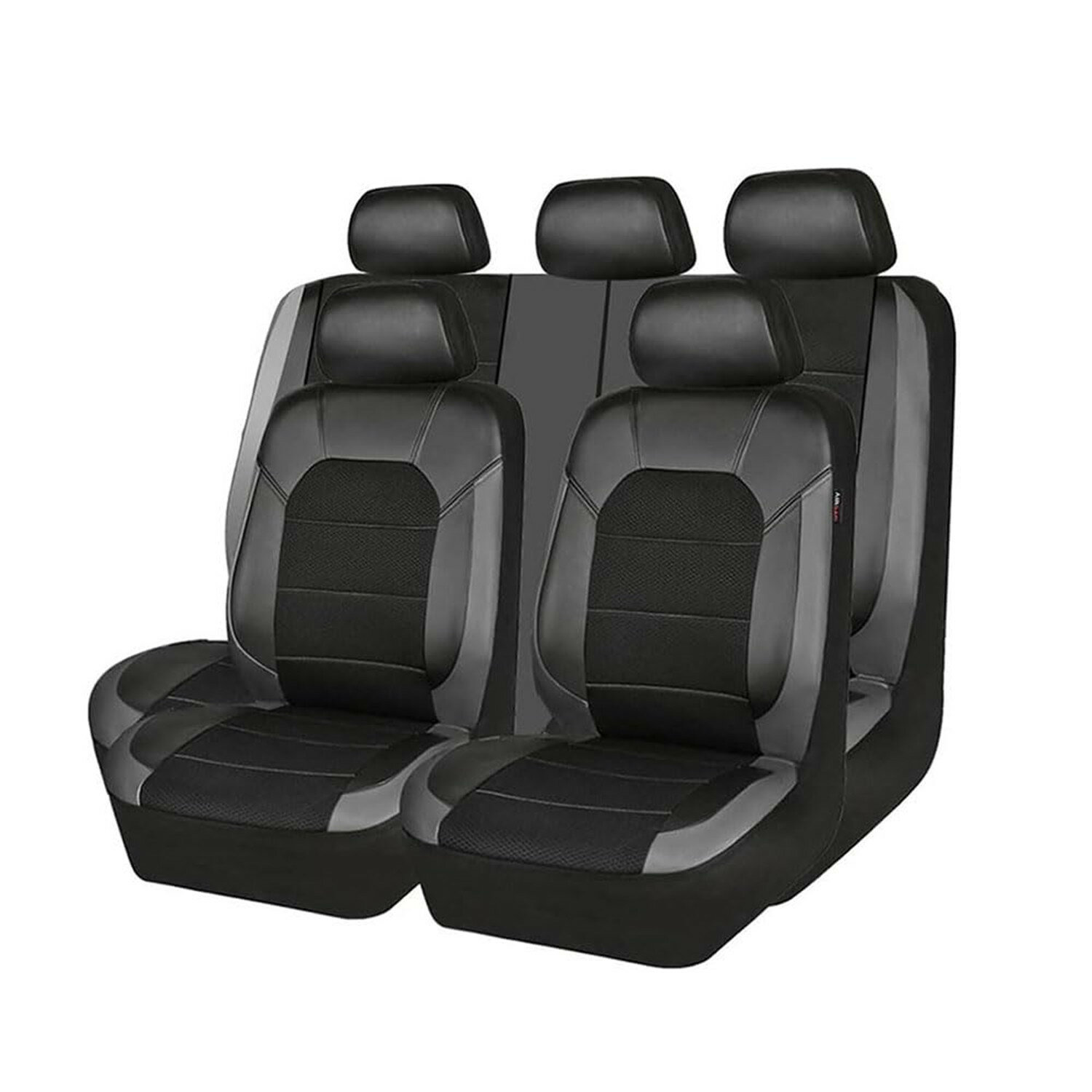 9 штук чехлов для автомобильных сидений, полный комплект чехлов, аксессуары для передних и задних сидений, серый, материал PU кожа + 2мм губка, сетка сэндвич + 2мм губка, размер чехол 30*27см, переднее сидение 118*56см, задний спинка 135*76см, задний
