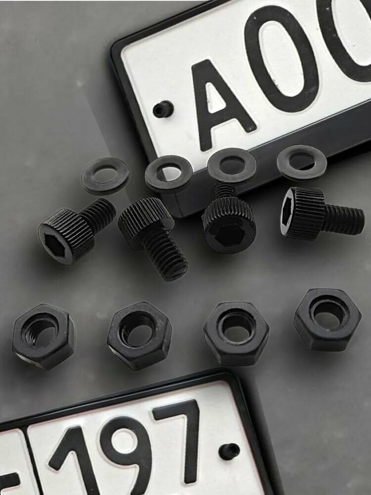 10 шт, Болты полимерные чёрные для крепления номера к рамке, комплект крепежа номерных регистрационных знаков