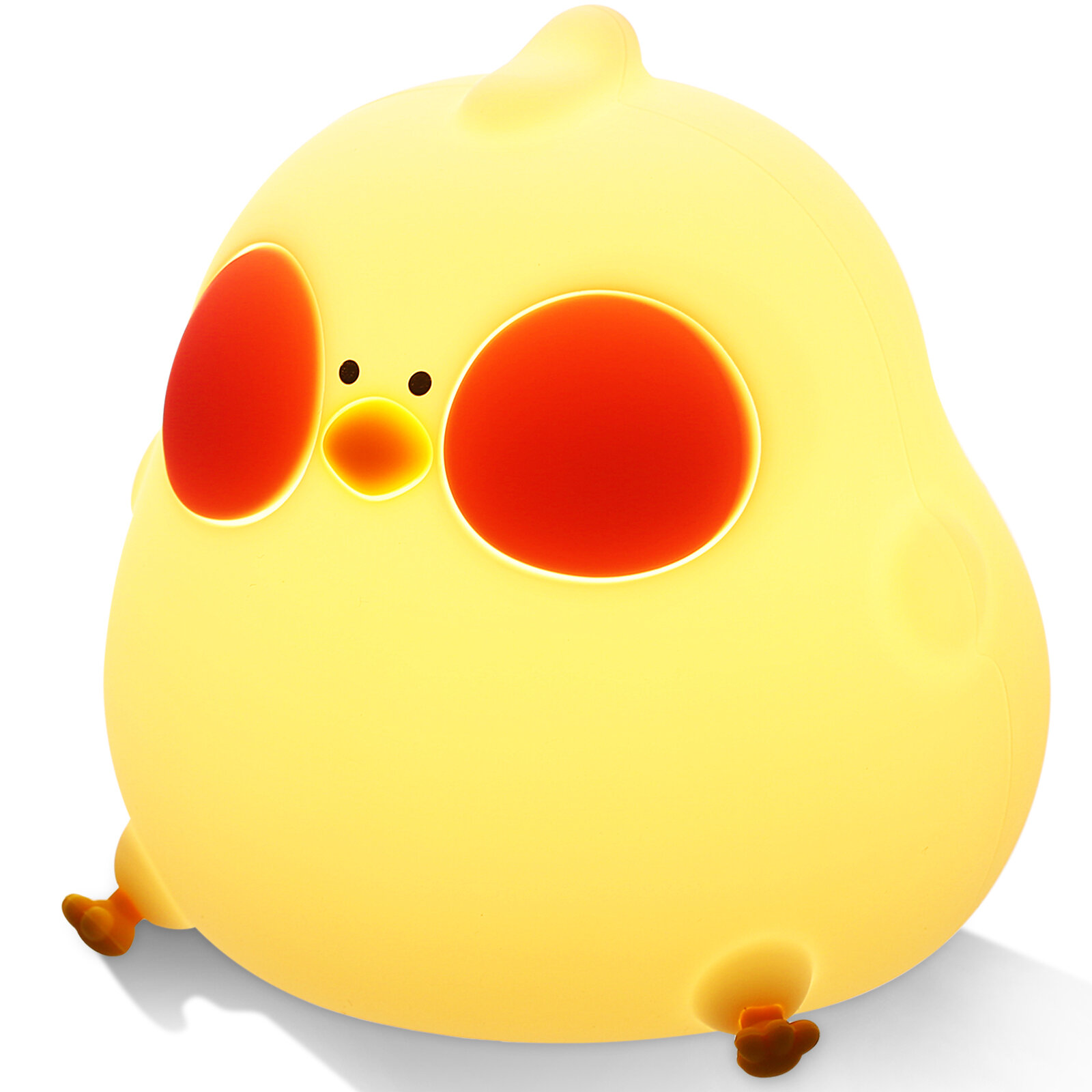 Лампа ночная для детской комнаты Silicone Chick, RGB, с изменением цвета, регулируемая яркость, заряжаемая, с сенсорным управлением, материал ABS+силикон, белый цвет, размер 11.1*11.1*11.0cm, вес 180g, батарея 1200mAh, время работы 4-6 часов, для