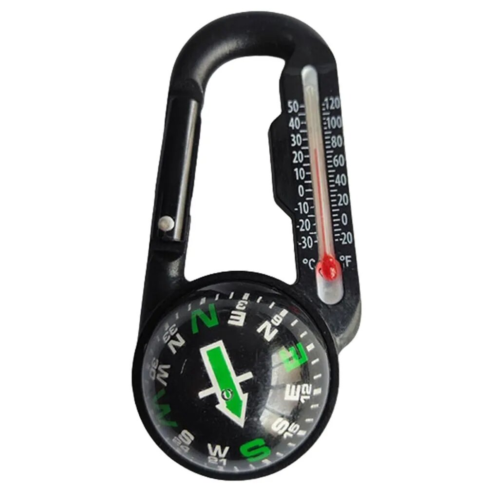 Многофункциональный карабин с компасами и термометрами, Брелок-карабин для выживания на открытом воздухе, простой в использовании