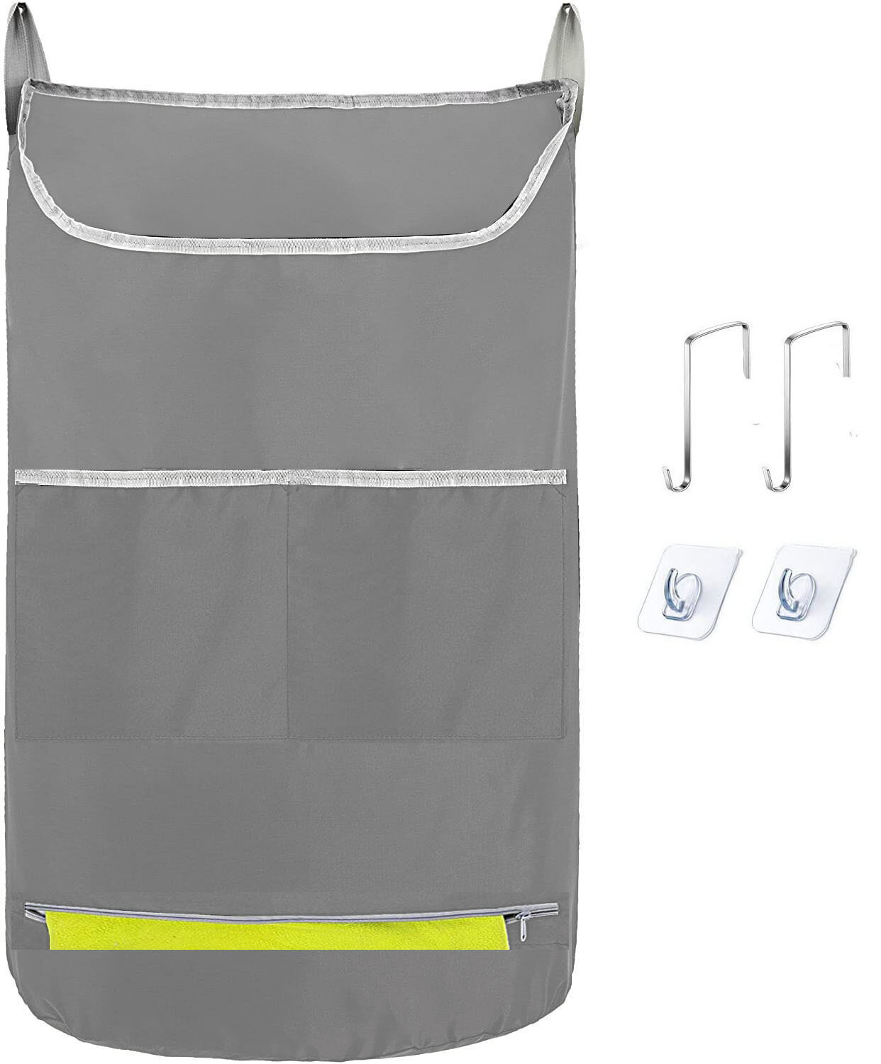Большая подвесная сумка для грязного белья, органайзер для ванной, сумка для хранения грязного белья и мелочей, настенная корзина для белья с широким входом, серый цвет