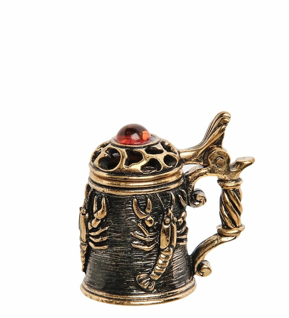Наперсток из янтаря и латуни "Кружка пивная" A2108870 Народные промыслы, Латунь, янтарь