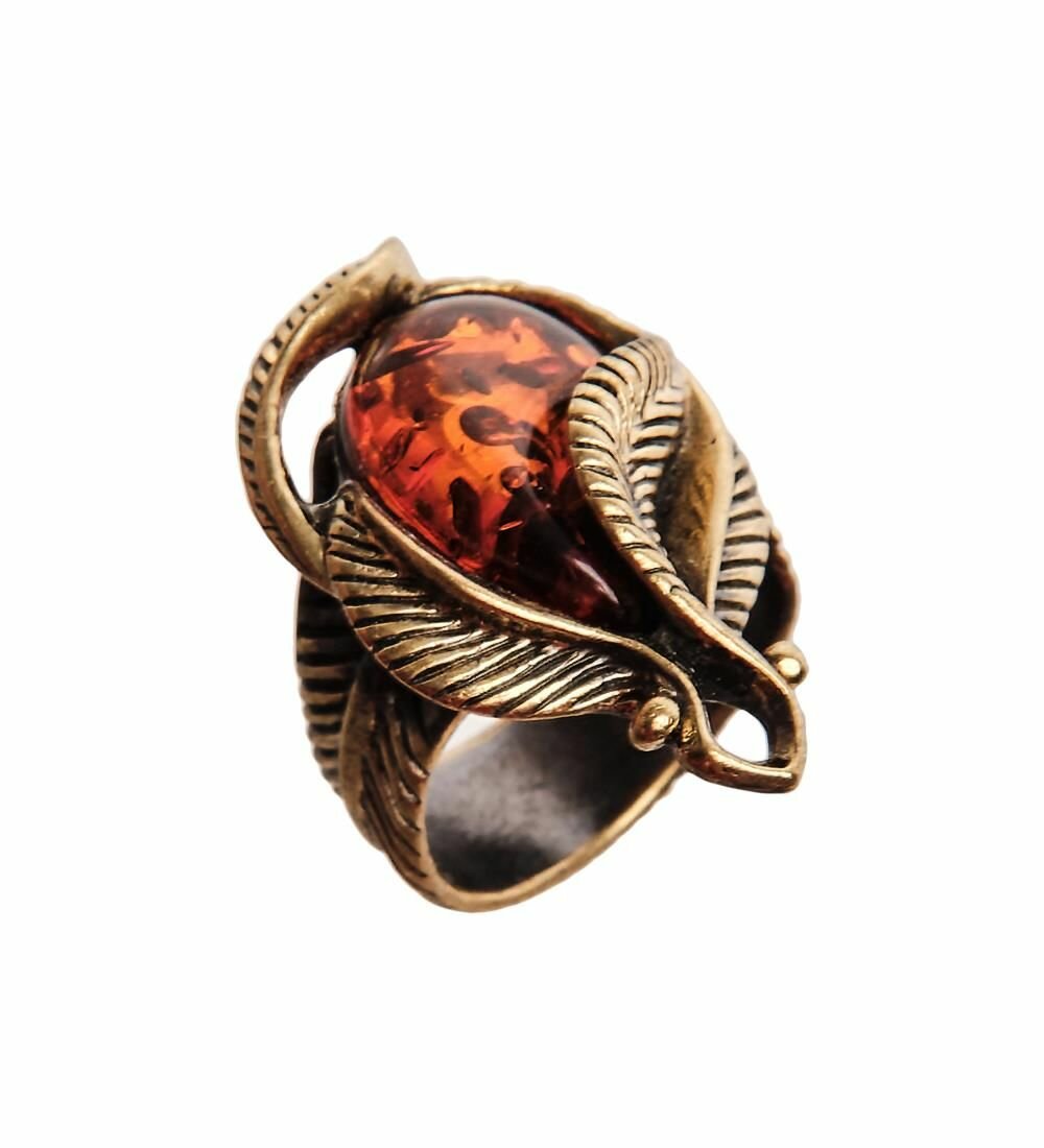 Кольцо Народные промыслы, янтарь