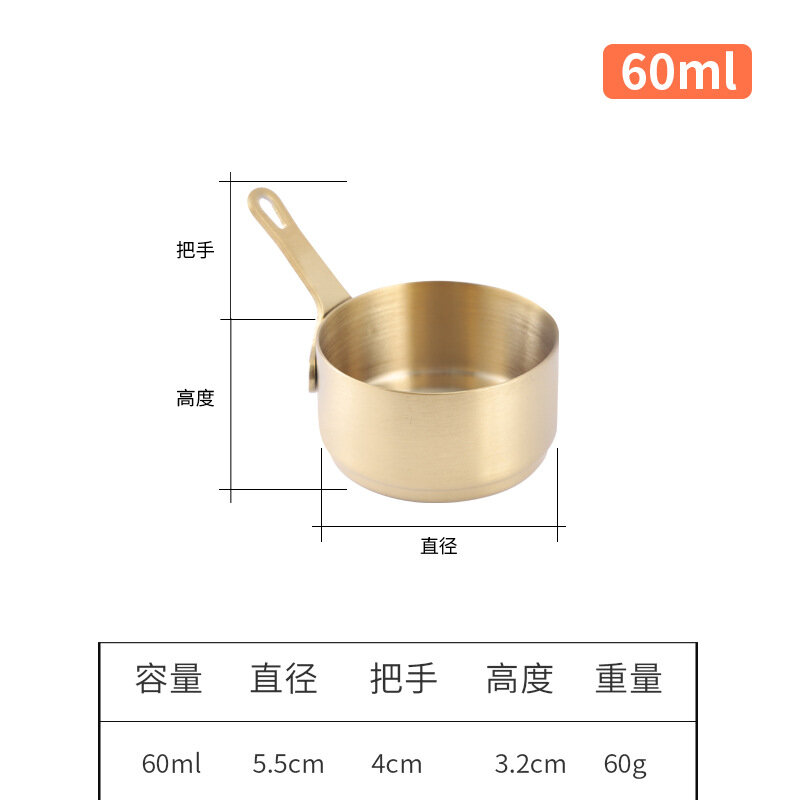 Маленькая чашка для соуса из нержавеющей стали 304 с ручкой и золотым покрытием, посуда для ресторанов, 1 шт.