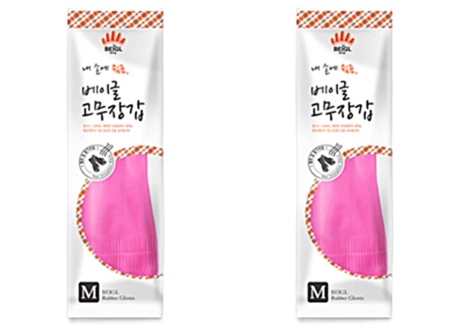 Перчатки Home MJ из натурального латекса, полноразмерные, розовые, размер М, 1 пара, 2 упаковки