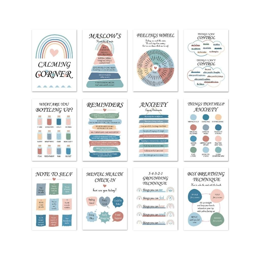 Плакаты с аффирмациями 12 шт, 10x14 дюймов, 03