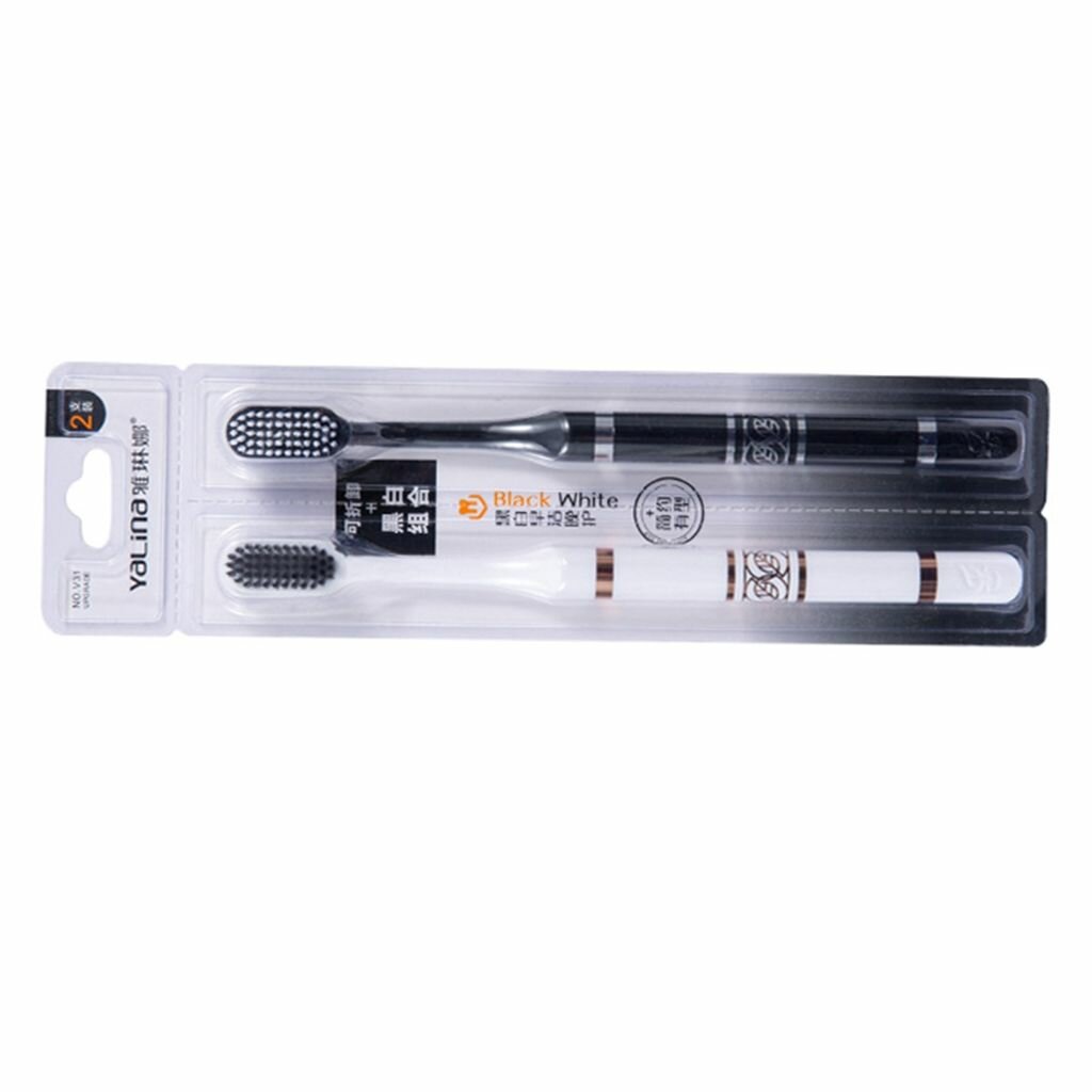 Черно-белая пара зубных щеток в двойной упаковке-2 черно-белые