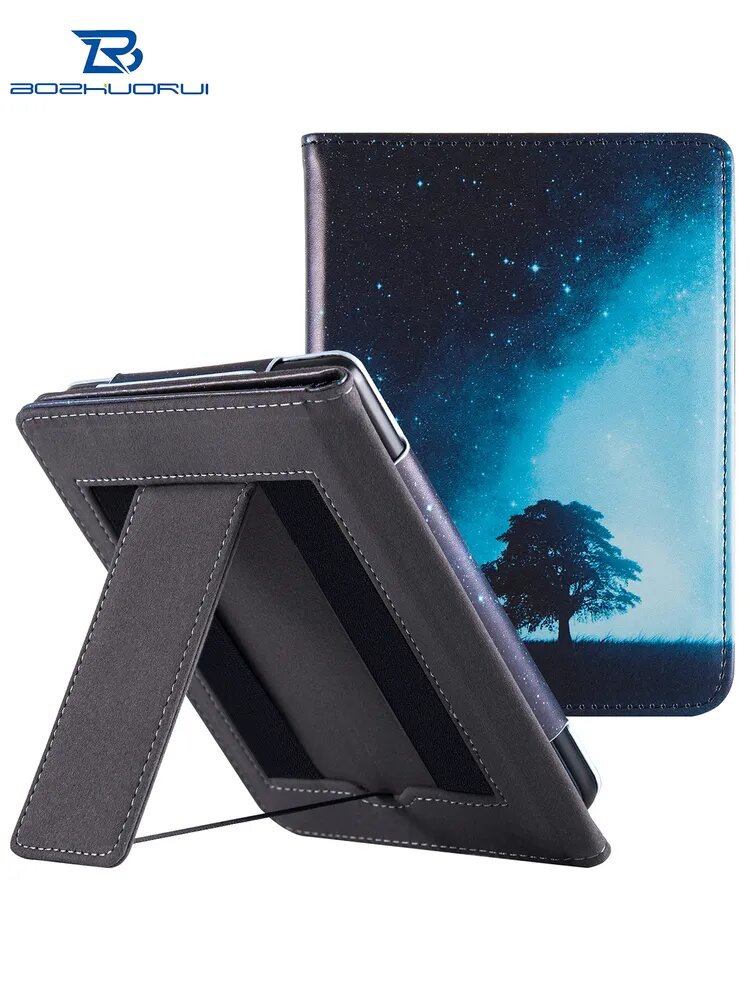 BOZHUORUI Чехол для 6" Onyx Boox Vasco da Gama 2 3 4 5 e-Reader - Складная подставка из искусственной кожи с ремешком для рук