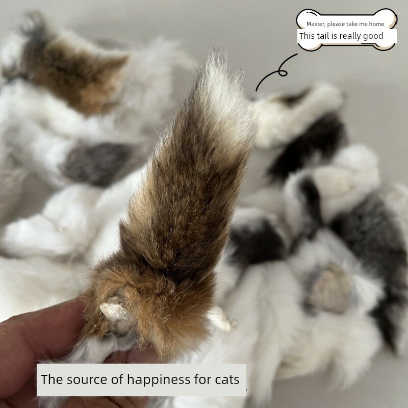 Игрушка для кошек, натуральный цвет, настоящий хвост кролика, для обогащения ароматами, для нюхания, жевания,