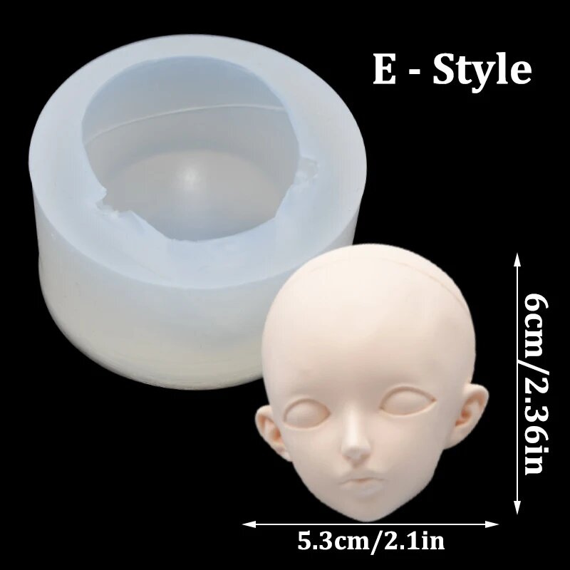 Керамическая глина BJD 8/6/4 Силиконовая форма для лица куклы Полимерная глина Кукольная форма Миниатюрная форма из полимерной глины 3D силиконовая форма для головы куклы