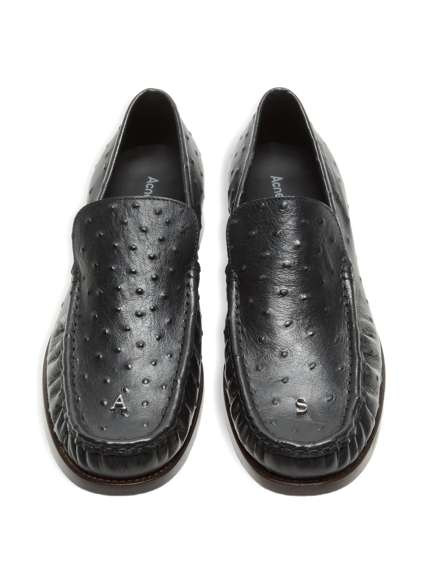Лоферы Acne Studios Embossed-detail leather loafers, размер 43, black/black — фото 1