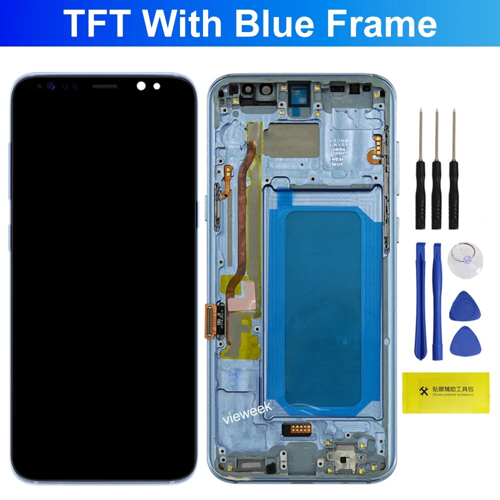 S8 + TFT ЖК-экран с рамкой в сборе для Samsung Galaxy S8 Plus G955F G955FD Замена сенсорного ЖК-дисплея TFT Blue Frame