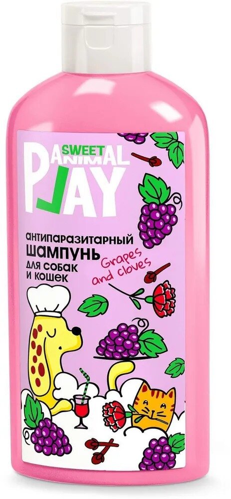 Animal Play Sweet Шампунь для собак и кошек антипаразитарный Виноград и гвоздика 300мл
