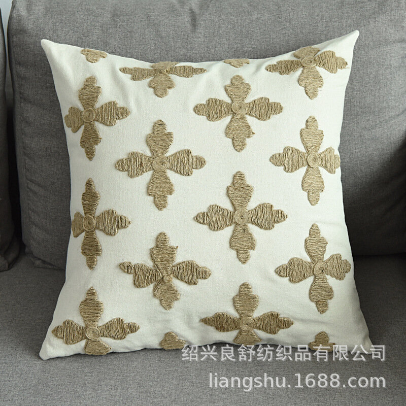 Подушка для дивана из хлопка и льна с вышивкой, наволочка для прикроватной подушки, подушка для сиденья, спинка кровати, домашний текстиль, декоративная подушка, удобная