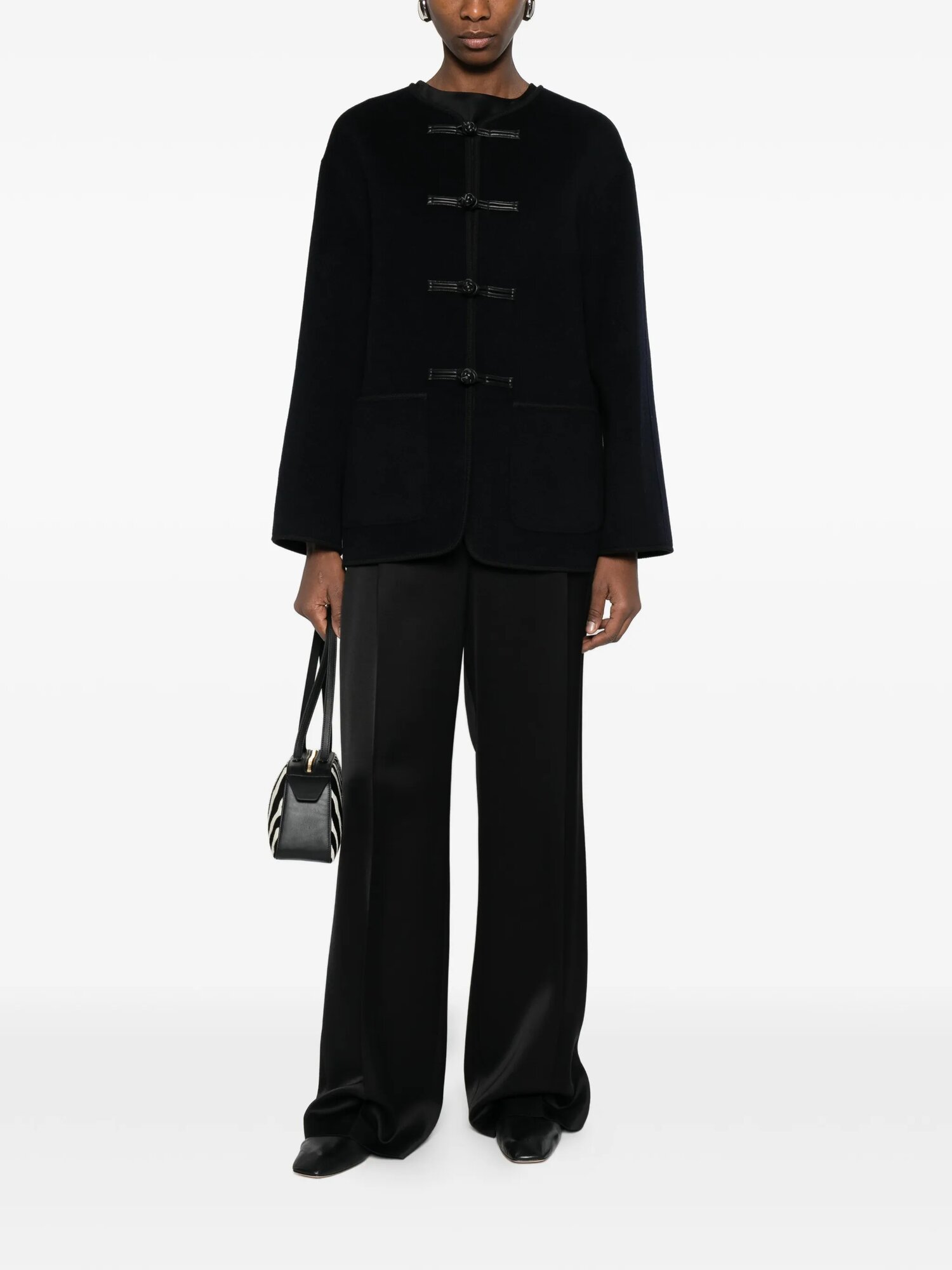 Куртка ROHE Mandarin double-faced wool jacket, размер 40, blue — фото 1