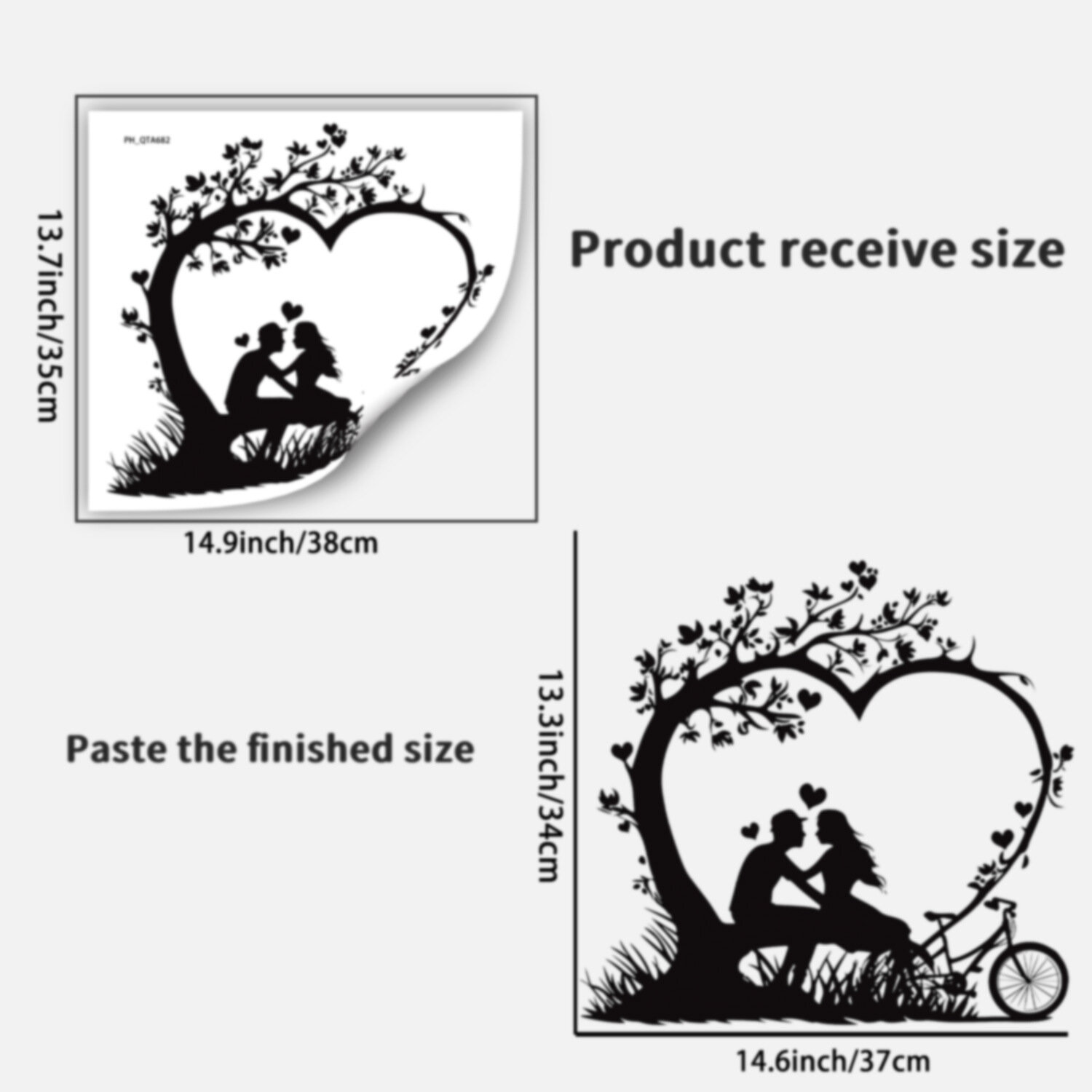Пара наклейки под деревом любви через границы Amazon черно-белая для украшения гостиной спальни стены PH_QTA682