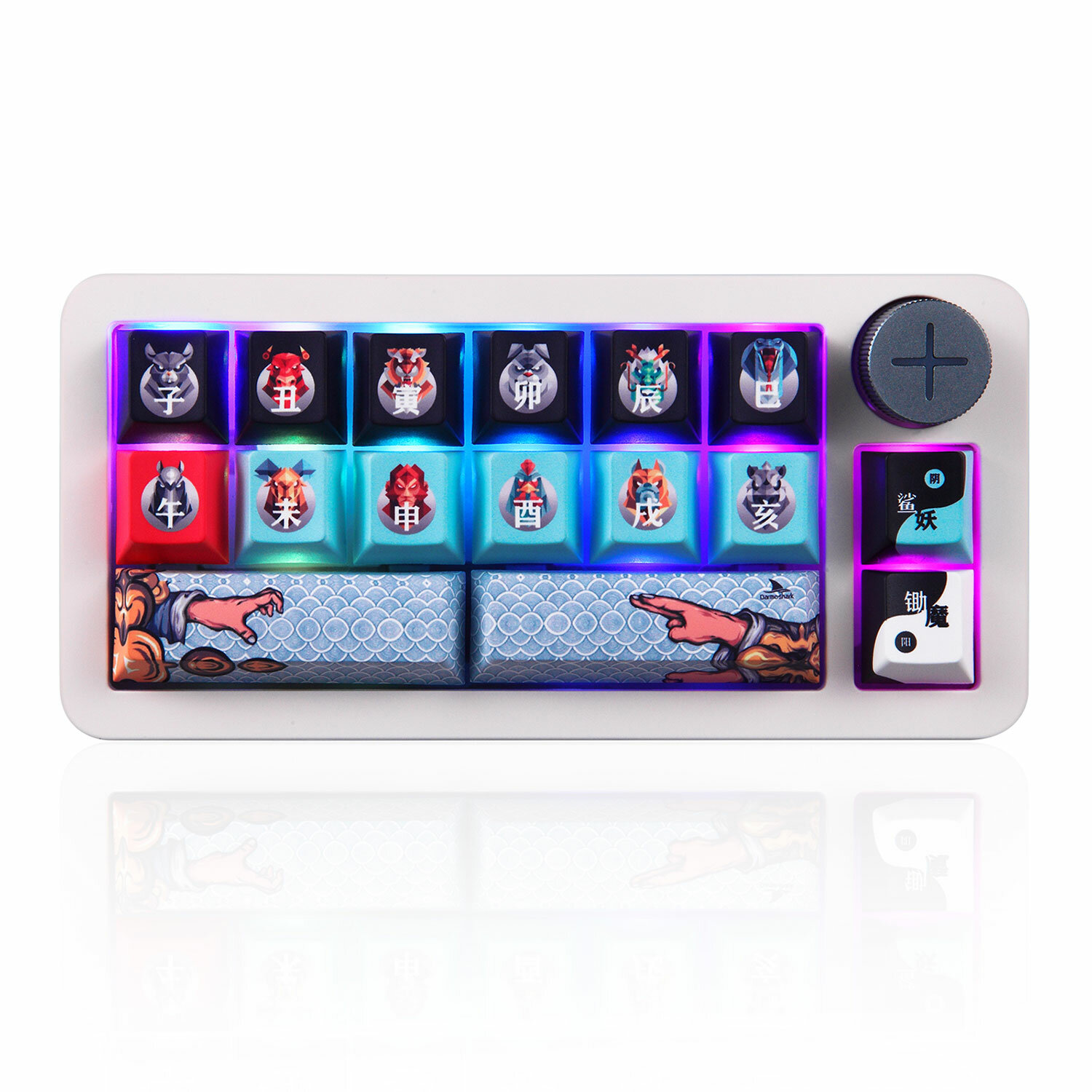 Darmoshark Клавиатура механическая SK16 16 клавиш RGB подсветка Hot Swap Tri-mode USB Type-C QMK Ringnox Purple Shaft Windows Android Mac 1.50 м кабель