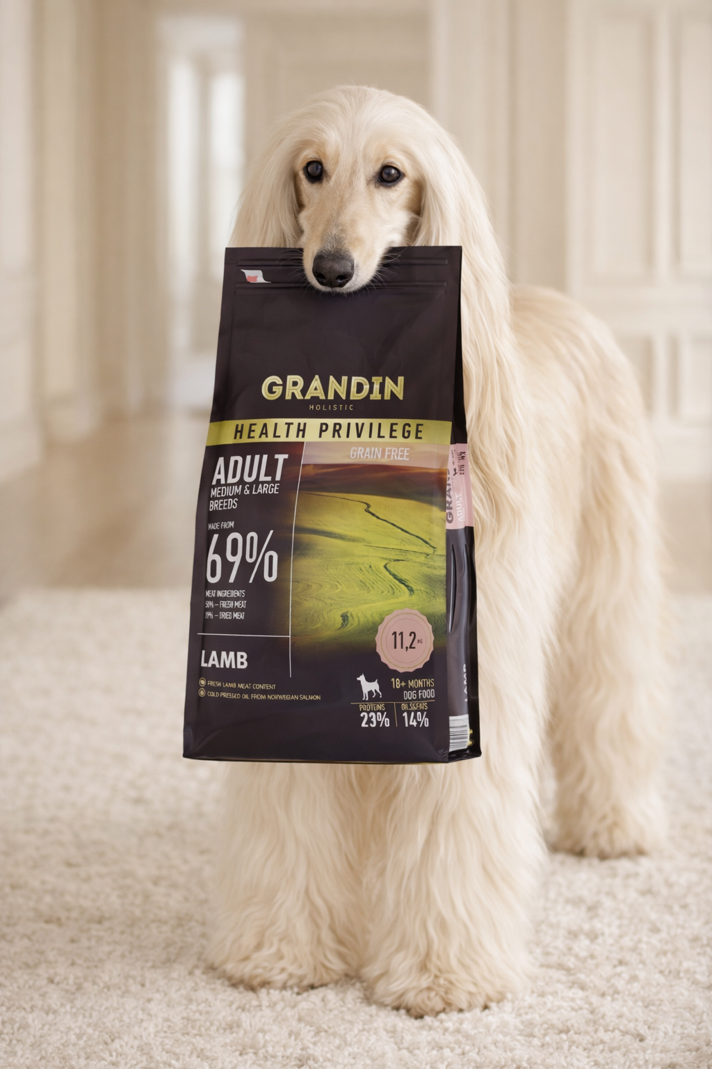 Сухой корм для собак Grandin Holistic Adult Medium Large, ягненок, 11.2 кг