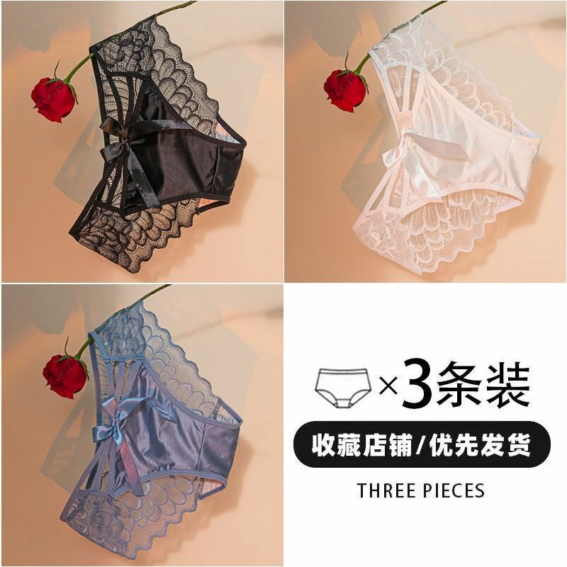 Частные сексуальные трусики для женщин с кружевным краем и бантом, студенческие трусики, перекрестные бесшовные трусики из чистого хлопка, летние треугольные трусики