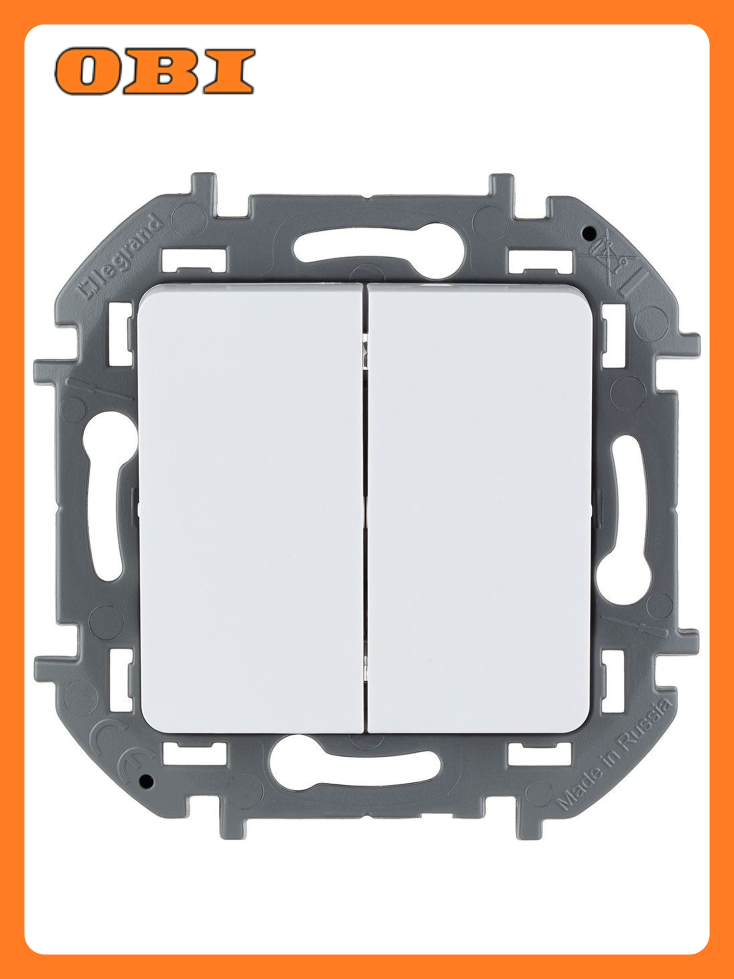 Выключатель Legrand Inspiria 673620, 2 клавиши, белый, скрытый монтаж