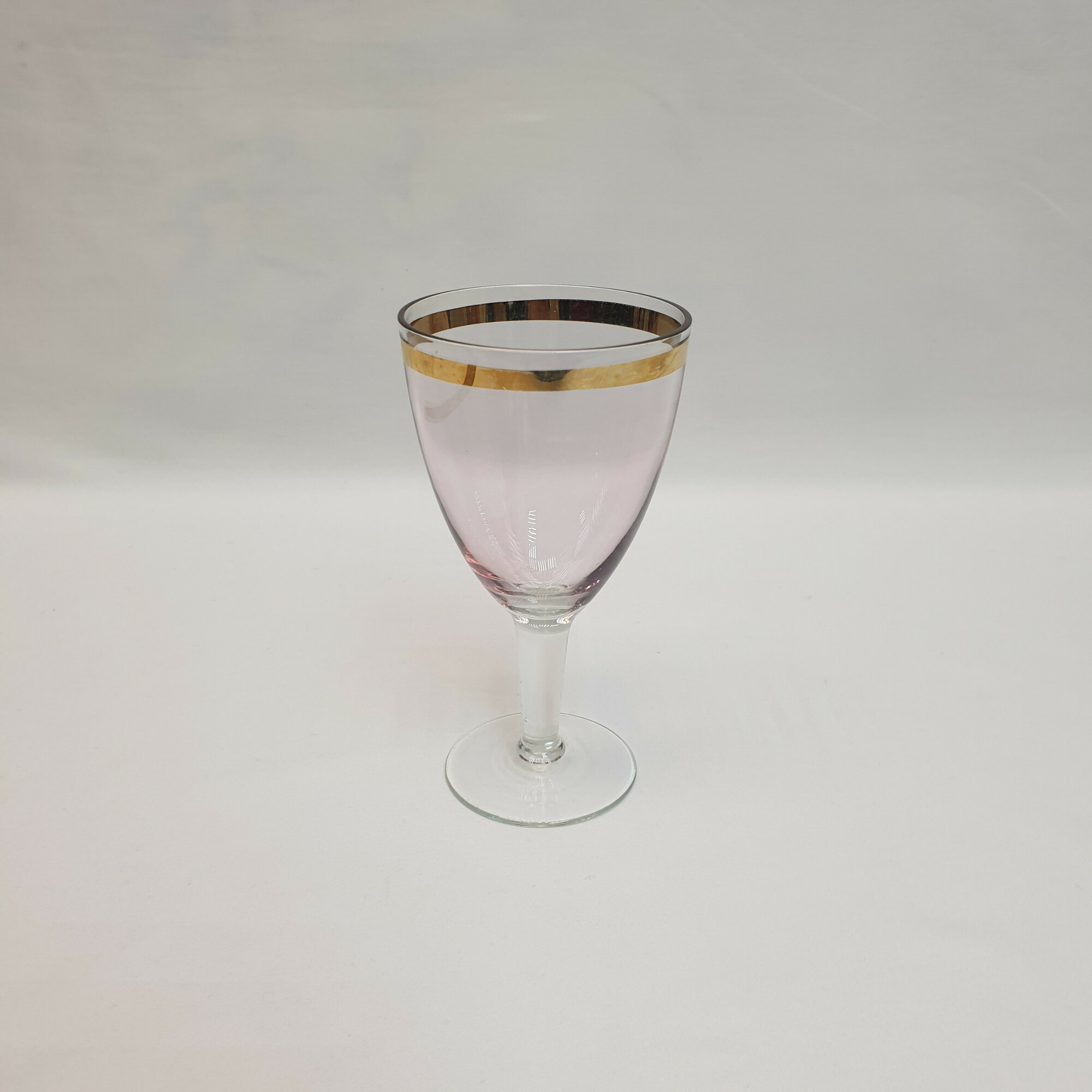 Бокал 14 см, марганцовое стекло, позолота, 200 мл. Винтаж, СССР.