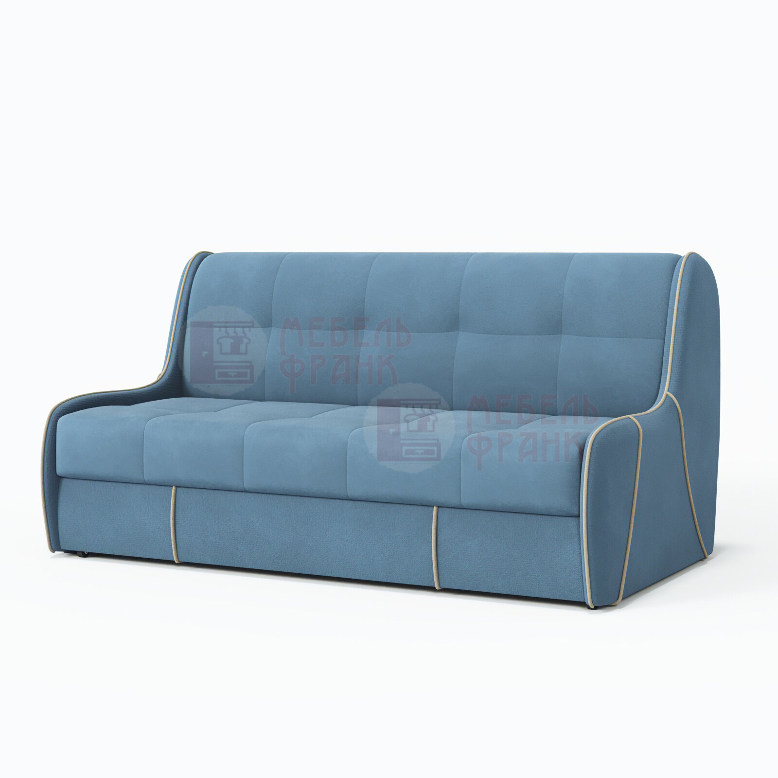 Диван-кровать Рио в голубом велюре, с механизмом аккордеон, 140х200