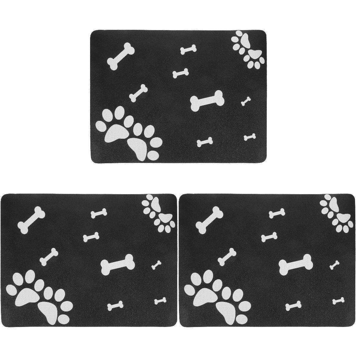 Коврик для кормления домашних животных впитывающий, силикатная глина, черный, 3 предмета, для дома