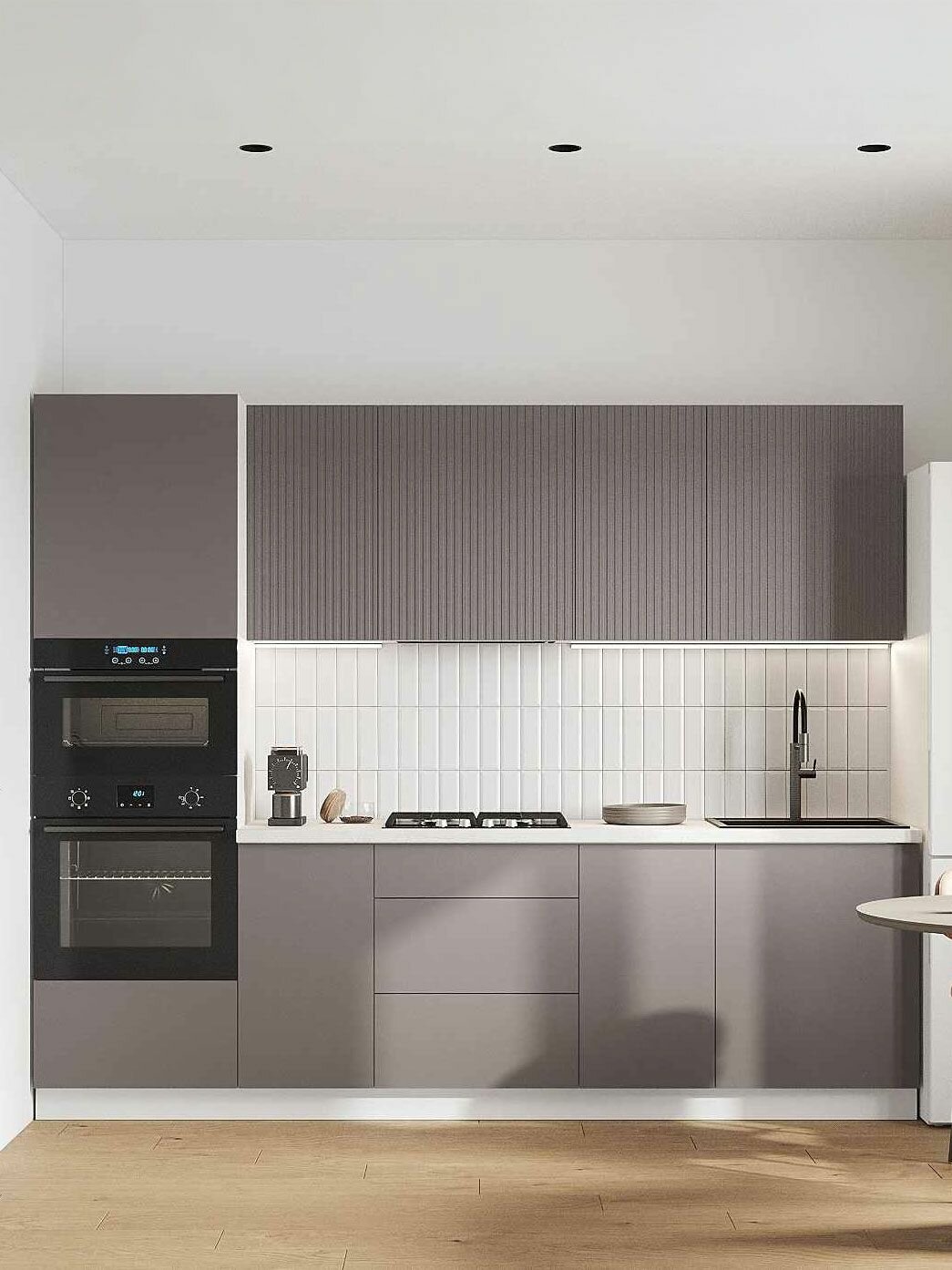 Кухонный гарнитур Комби 2.6 м, мебель для дома и кухни, Белый / Грей