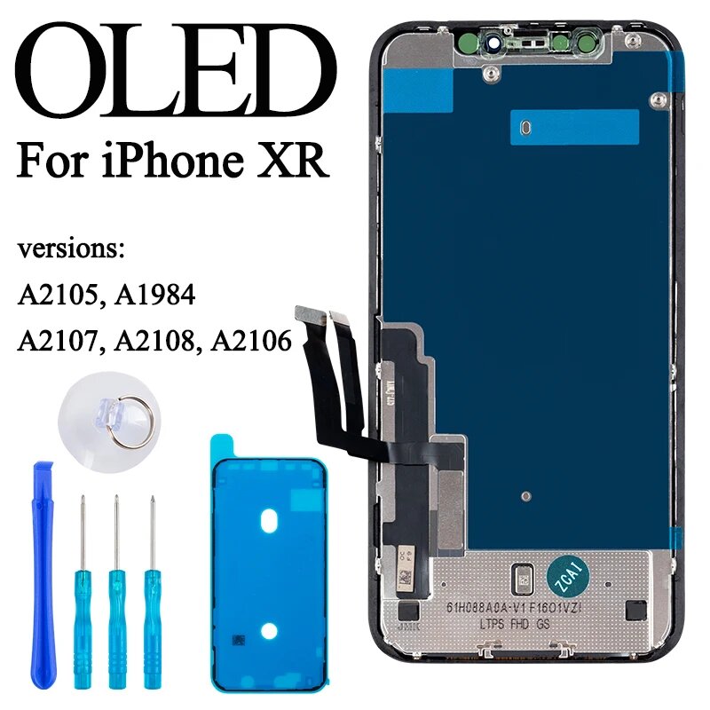 100% протестированный ЖК-дисплей для iPhone XR, замена сенсорного экрана с металлической XR OLED