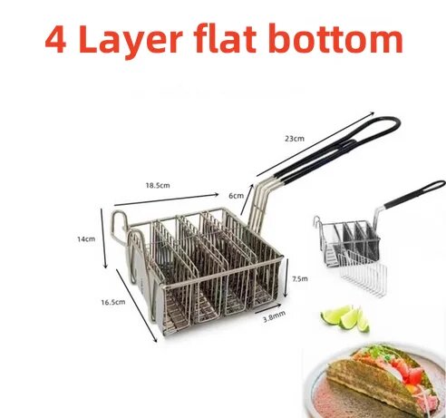 Кухня жареные приготовления пищи Taco кукурузной шелухи taco картофеля-фри жареные корзина дуршлаг фильтр 8 пресс-форм nicket покрытием taco корзина из скорлупы 4 Layer flat bottom