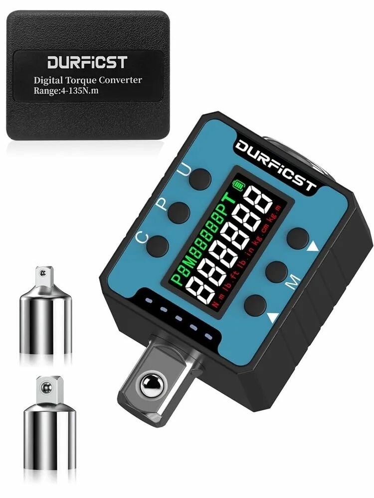 Цифровой динамометрический ключ, 4-135 Нм, цифровой динамометрический адаптер 1/2 дюйма с подсветкой/сигнализацией, точность 2%, подходит для ремонта автомобилей.