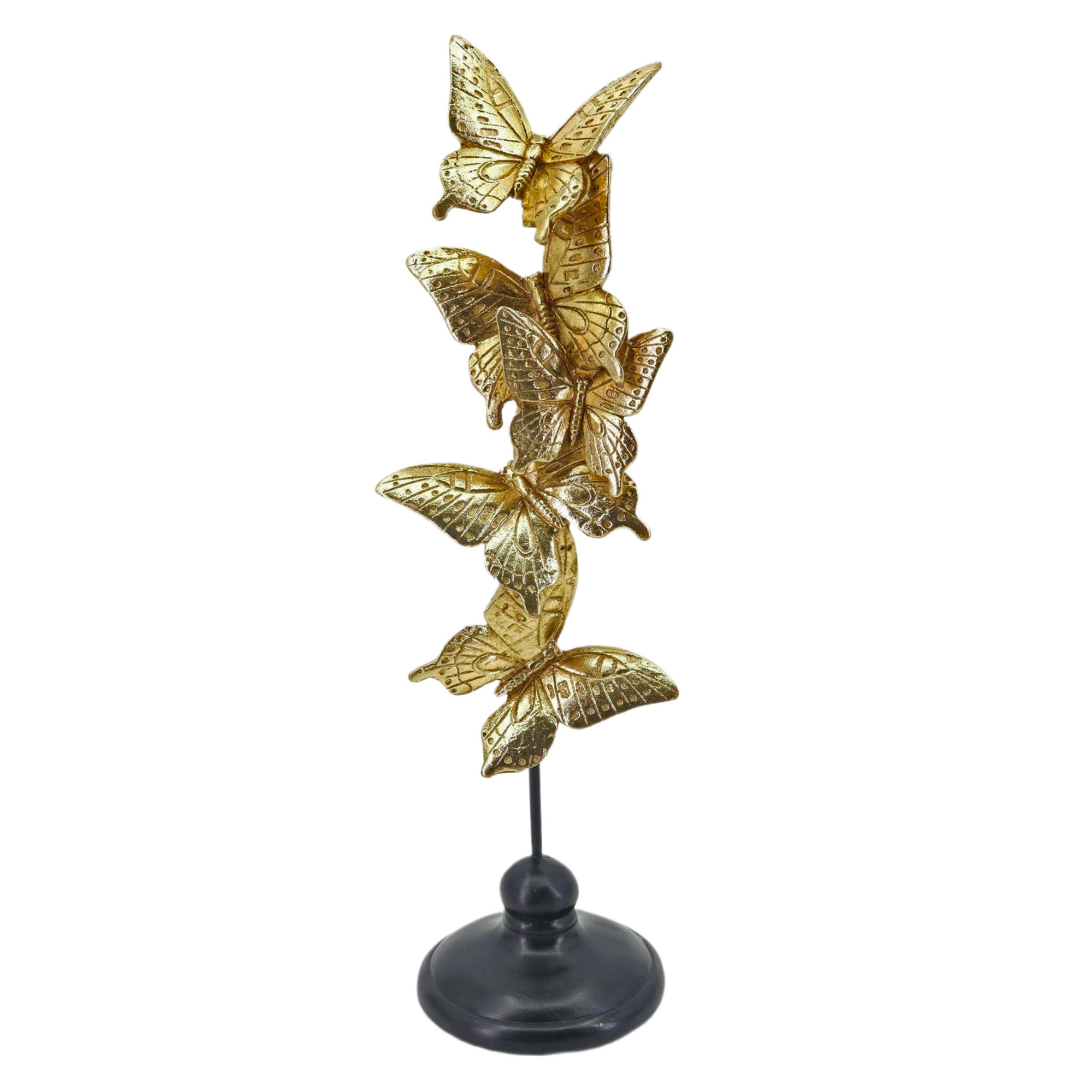 Фигурка интерьерная "Бабочки", 10х10х34 см, полирезин/металл, золотая