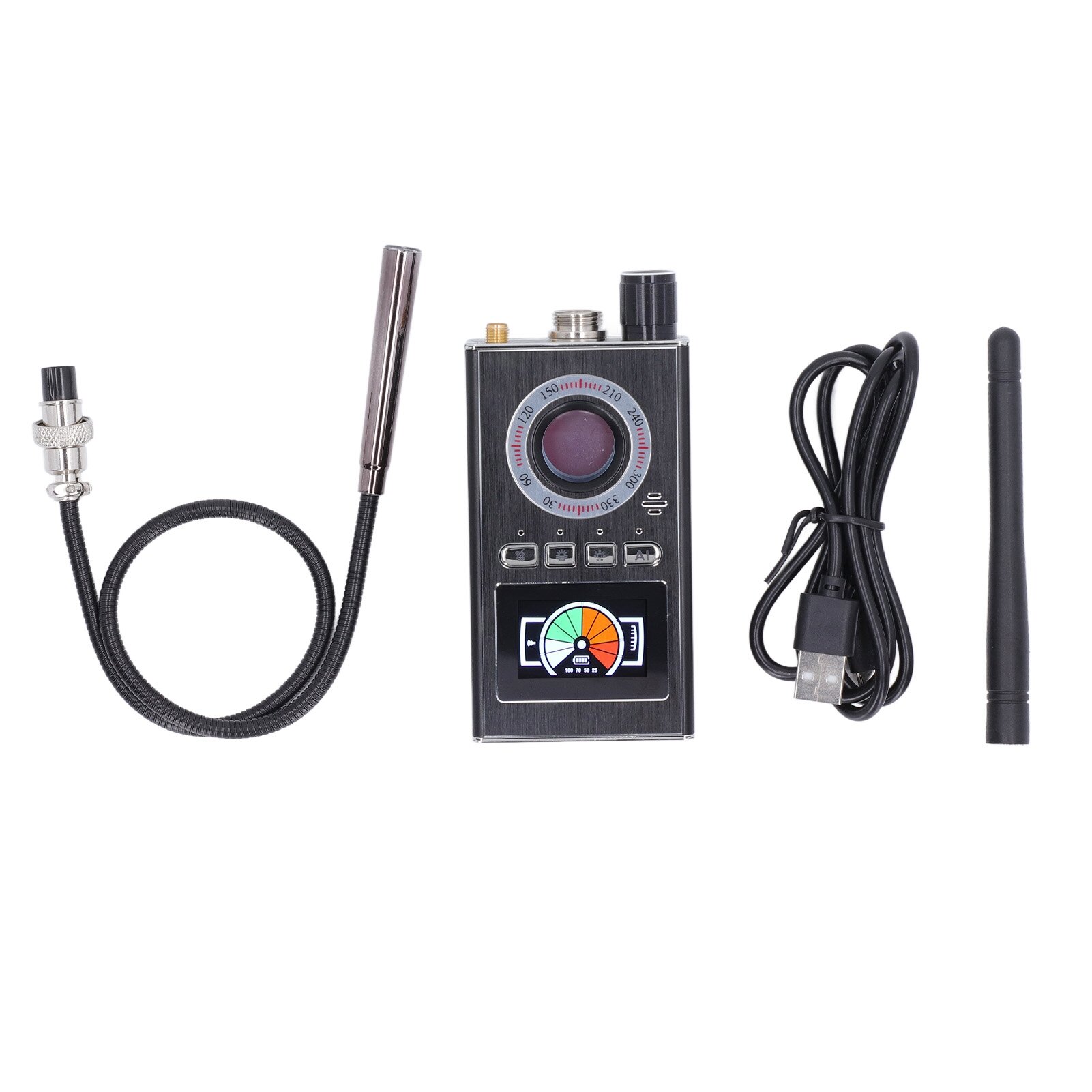 Портативный монитор сигналов с LED-дисплеем. GPS-сканер, детектор камер, с батареей.