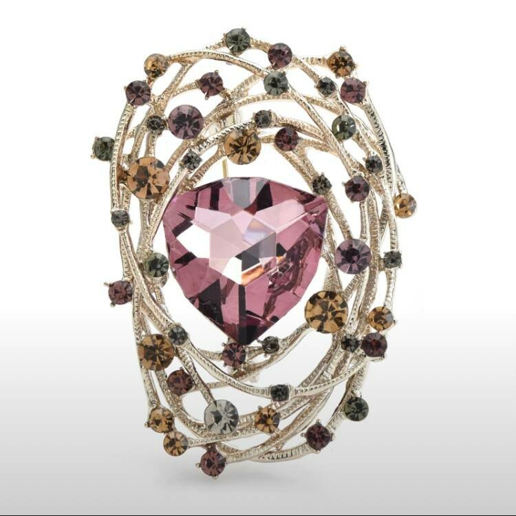 Брошь, фианит, циркон