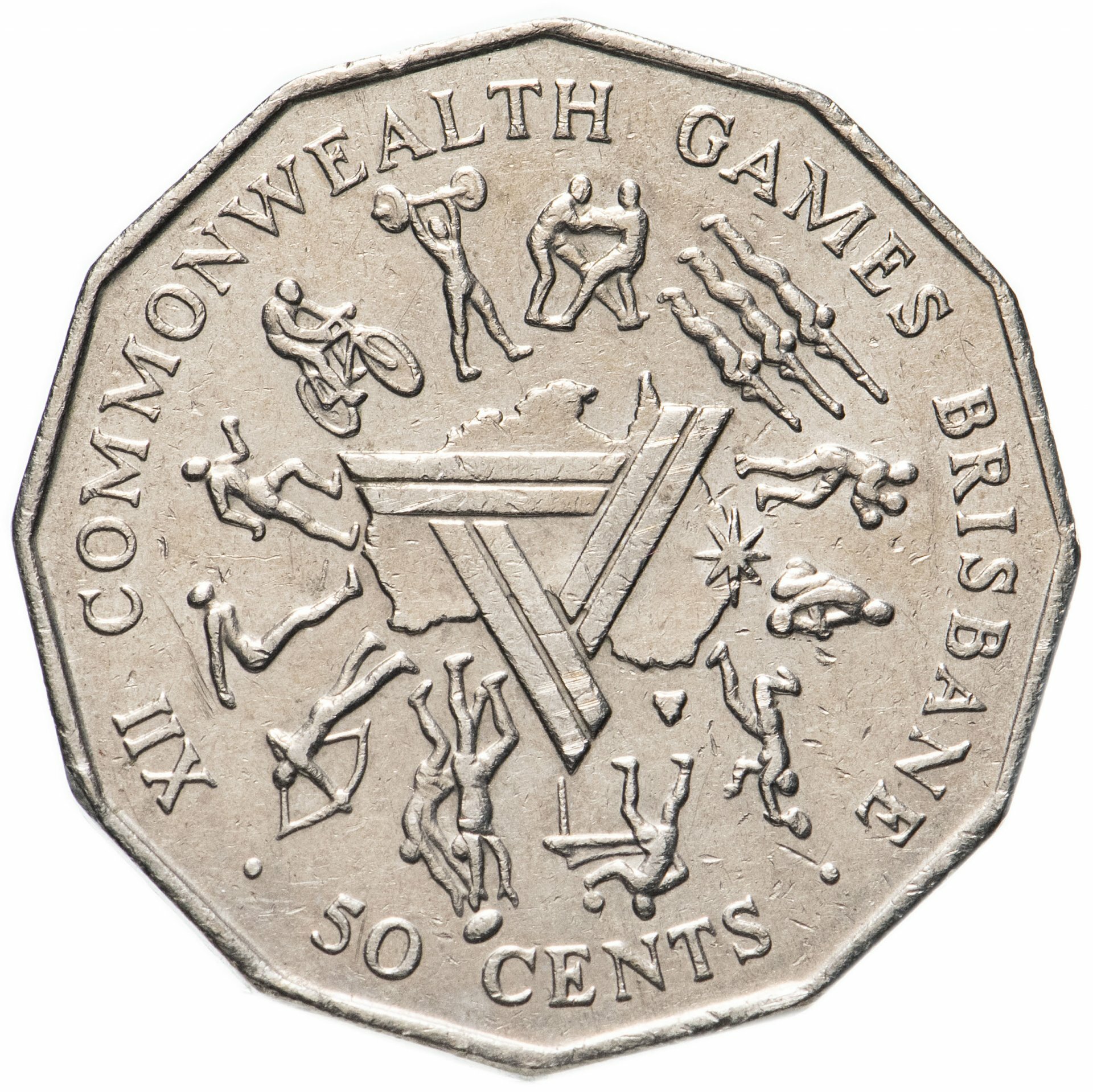 Австралия 50 центов cents 1982 "XII Игры Содружества", Мельхиор медь-никель, в сохранности XF