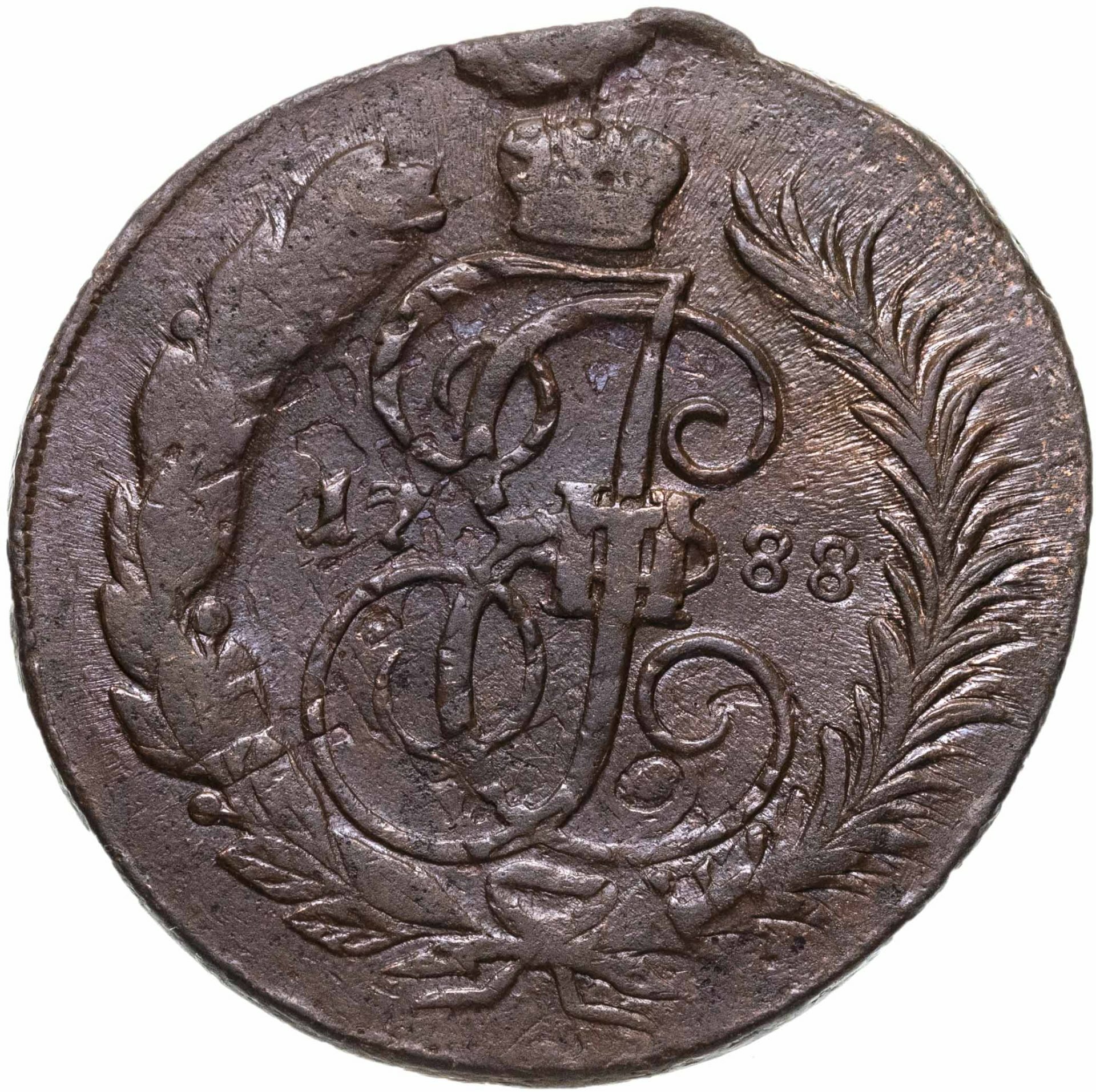 2 копейки 1788 ММ гурт сетчатый, Медь, в сохранности XF