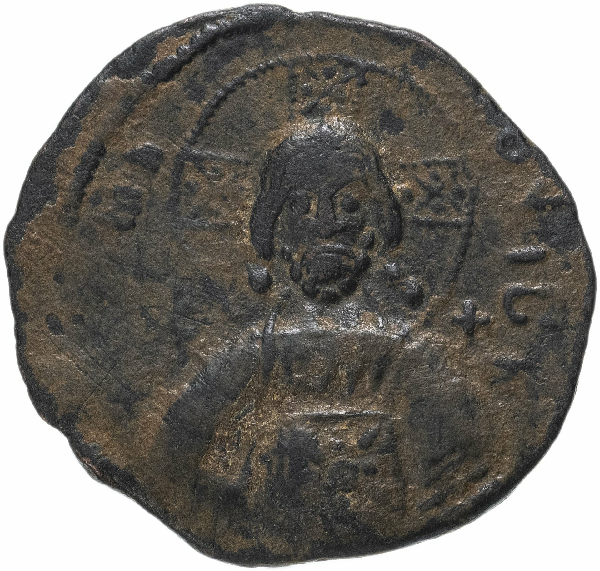 Византийская империя, Василий II и Константин VIII, 976-1025 годы, фоллис , Бронза, в сохранности VF-XF