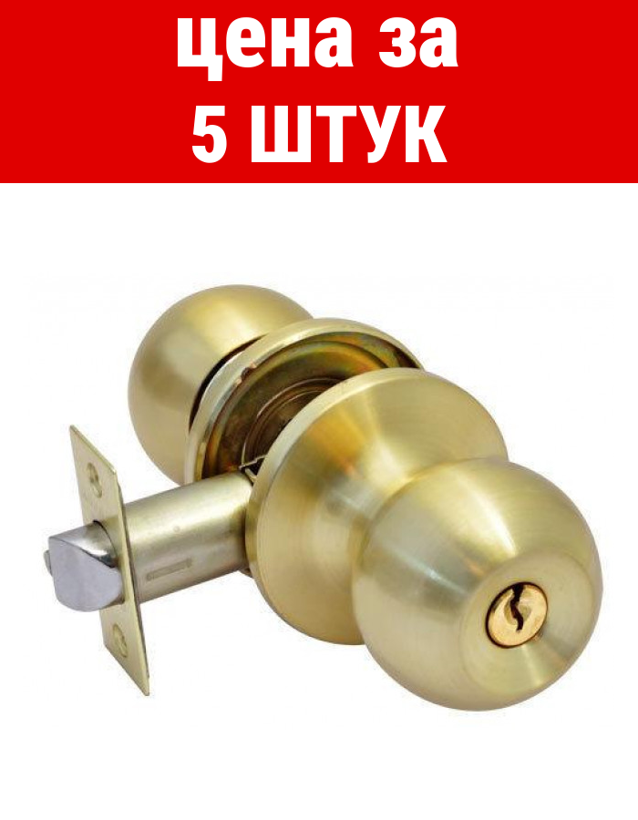 Комплект 5 шт, защелка врезная ЗШ-Э-01 ЗОЛ КЛ/фикс ШАР ISP нора