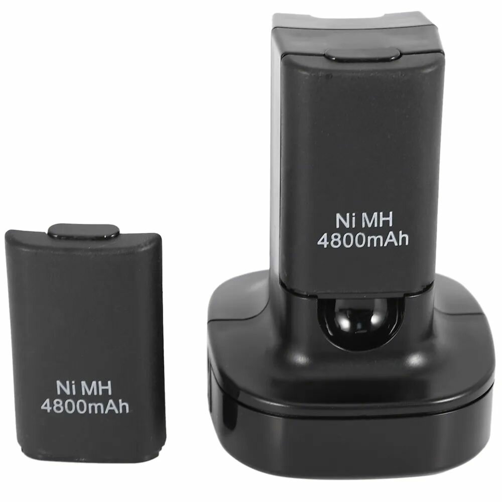 Док-станция с двумя зарядными устройствами, двумя аккумуляторами 4800 мА ч и светодиодной подсветкой для контроллера Xbox 360 (европейская вилка)