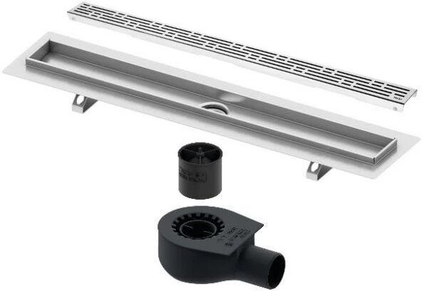 Душевой трап (лоток) Tece TECEdrainline basic 601000 + 650000 + 660016 + 601011 94,3 см, с решеткой, перфорированный, нержавеющая сталь