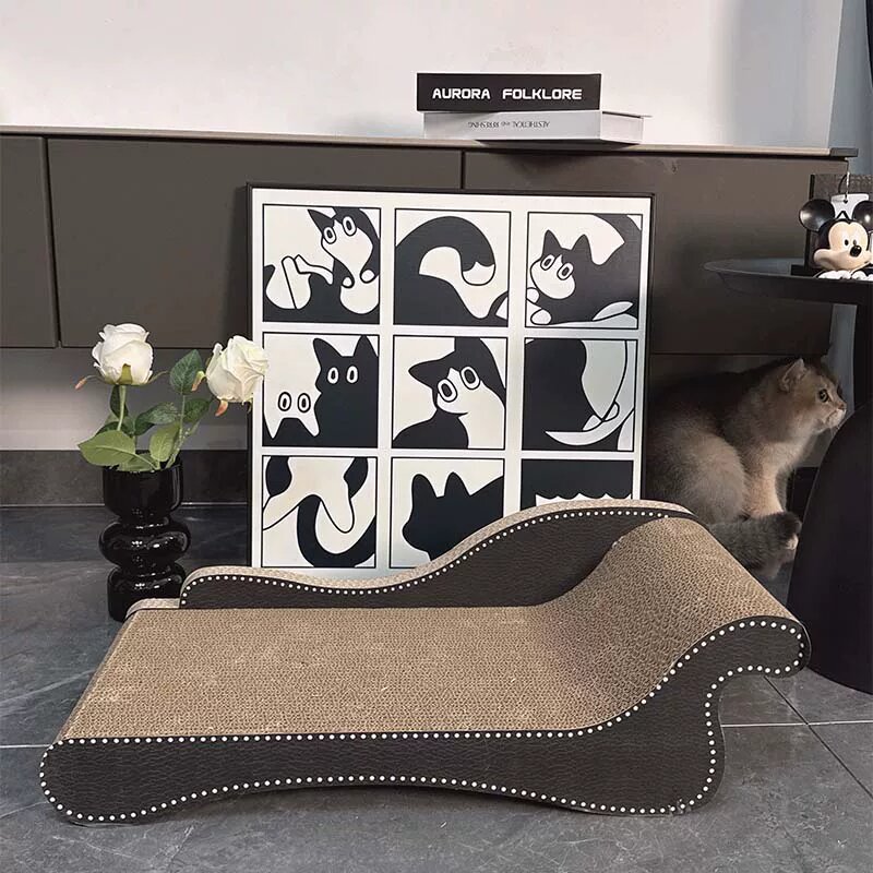 Кошачий когтеточная доска с подголовником, высококачественный картонный материал, идеальная кошачья игрушка и когтеточка