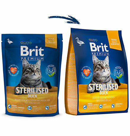 Сухой корм Брит Премиум для Стерилизованных кошек Утка Курица 2 кг