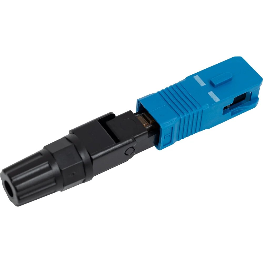 Бесклеевой быстрый коннектор XBIT SC/UPC SM, пластиковый корпус, защита IP20, одномодовое волокно, черно‑синий цвет