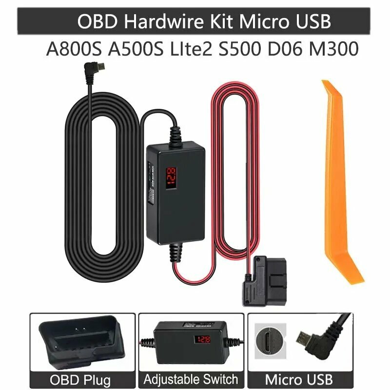 Для 70mai бд Hardwire Kit кабель питания Micro USB для 70mai 4K A800S A500S S500 M300 LIte2 для Dash камеры низкого напряжения защиты