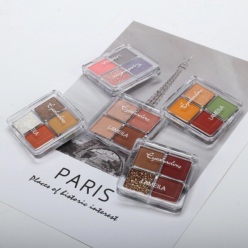 Тени для век, палетка теней 4 цвета