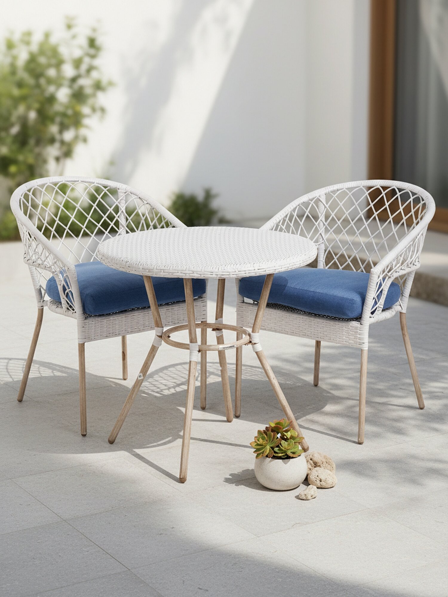 Садовая мебель плетеная, комплект (стол и 2 стула), для любой погоды