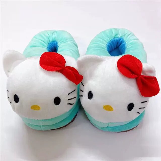 Теплые хлопковые тапочки Hello Kitty в стиле мультфильма Sanrio, осенне-зимняя домашняя обувь, плюшевые домашние тапочки для девочек, подарок на день рождения.