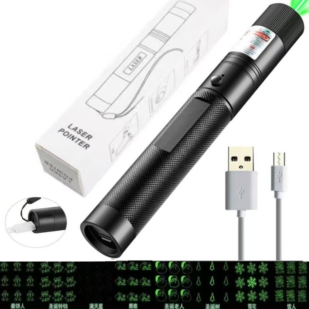 303 мощный лазерный фонарик красный зеленый внешний лазерный фонарик USB303 Зеленый свет Гипсофила Прямая зарядка