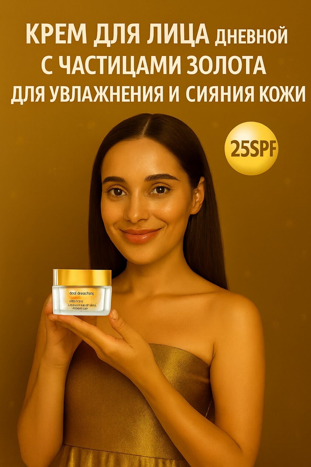 Омолаживающий дневной крем spf 25 для лица и шеи Bio essence увлажняющий, питательный с ниацинамидом и золотом, 40 мл