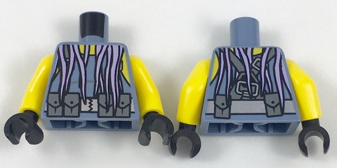 Torso Scuba Vest with Utility Belt with Pouches and Lavender Tentacles Pattern / Yellow Arms / Black Hands, 973pb2859c01 Sand Blue U
